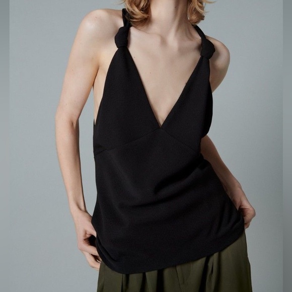 Zara | Tops | Zara Black Strappy Top With Knots | Poshmark